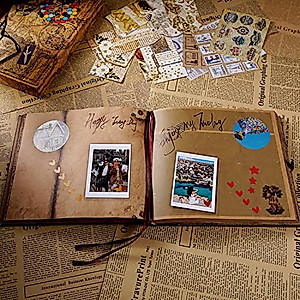 JIMBON Our Adventure Book Scrapbook Photo Album,Retro Style Embossed Letter Cover Travel Diary Journal Scrap Book Kit For Couples,Memory Book For Anniversary Wedding,Best Friend Gift
