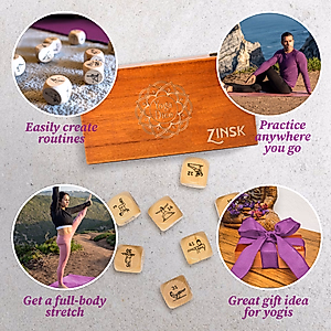 Zinsk 8-pc Wood Yoga Dice Set - Creative Yoga Accessories and Fun Yoga Gifts for Women - Wooden Workout Dice & Fitness Dice to Create Yoga Flows in Seconds - Yoga Stuff for Yogis and Yoga Instructors