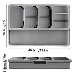 nebxazw Kitchen Drawer Organizer Tray,Drawer Organiser,Cutlery Tray,Expandable Utensil Tray for Kitchen,Compact Plastic Storage Organisation for Spoons