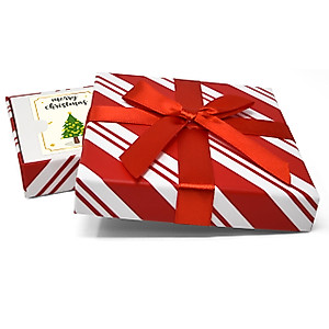 Christmas Card Gift Box Holder with Bows Pack of 6 Red & White Candy Cane Stripe Holiday Gifts Greeting Cards Present Wrap Square Boxes Cash Money Holders Party Favor Decor for Xmas Party Decorations