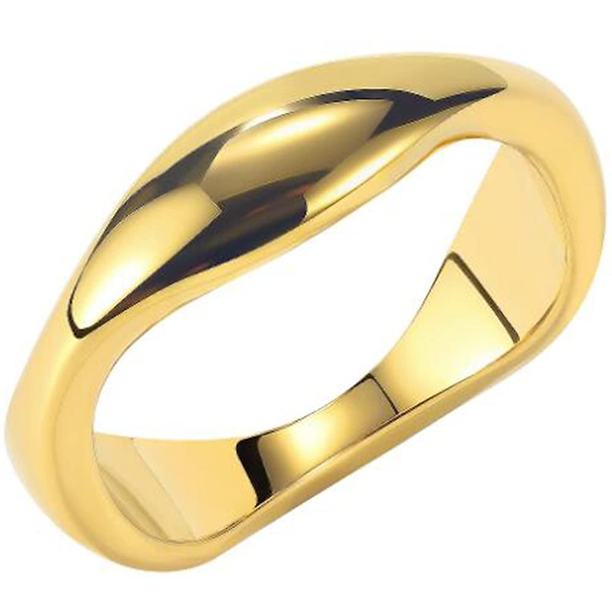 Jude Jewelers Stainless Steel Irregular Shape High Polished Classic Simple Plain Wedding Band Ring (Gold, 9)