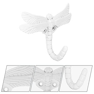 ARTIBETTER 2 Sets Dragonfly Hook Wall Art Key Holders Laundry Utility Wall Racks Dragonfly Decorative Hook Hat Rack Heavy Duty Hook Dragonfly Key Hanger Clothing White Hand Towel Wrought Iron