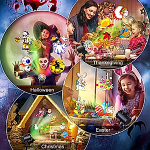 Holiday Projector Lights Outdoor, Holiday Decor Lights, 12 HD Slideshows for Valentines Christmas Holiday Birthday Xmas Party Landscape Decorations