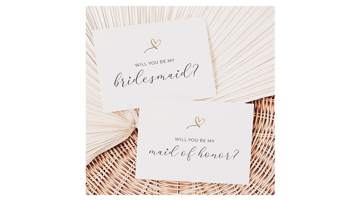 Elegant Bridesmaid Cards with Gold Heart - Olive & Emma