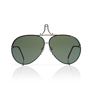Porsche Design P8478 Iconic Sunglasses (60mm, C - Grey Mat/Lens - Green/Extra Lens - Dark Orange, Silver Mirrored)
