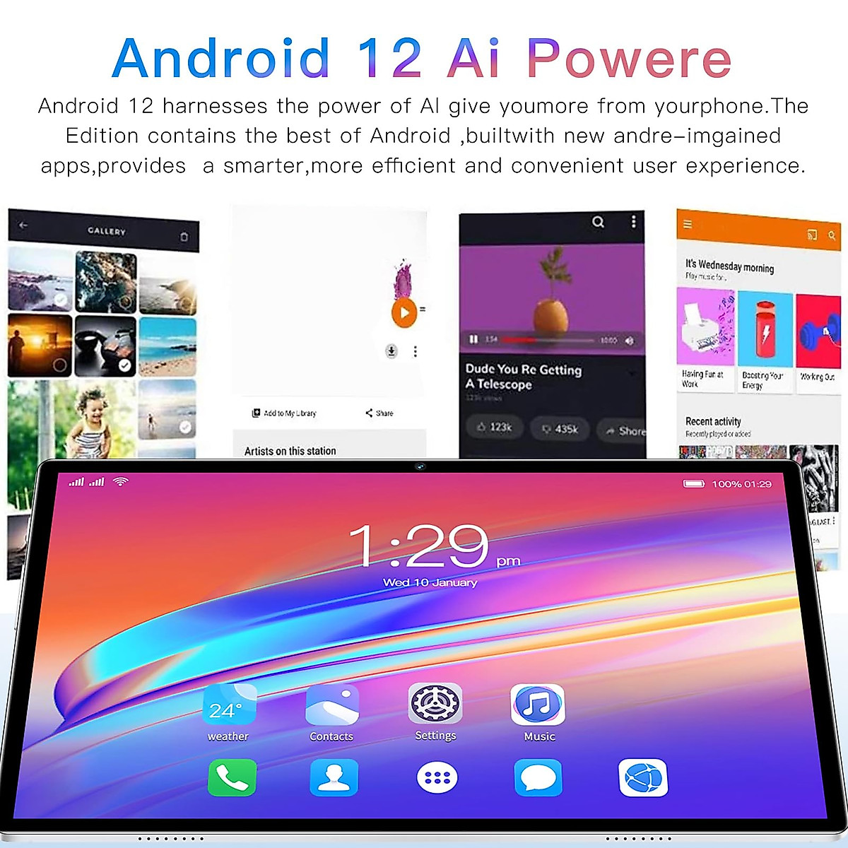 CUIFATI 10 in FHD Tablet with Bluetooth Keyboard, Octa Core 8GB RAM 256 ROM WiFi 4G Tablet for Android 12 System, Kid Tablet Set for Learn (US Plug)