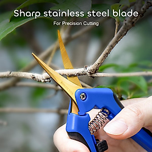 GROWNEER 3 Packs 6.5 Inch Pruning Shears with Curved Blades Trimming Scissors For Gardening Hand Pruning Snips Titanium Coated Precision Blades
