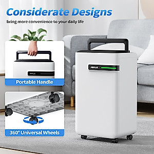 AIRPLUS Dehumidifier for Basement - 4,500 Sq. Ft. 70 Pints, Multifunctional Dehumidifier with Drain Hose & Auto Shut-Off Function, Powerful Dehumidifiers for Home(AP2103)