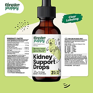 Kidney Support Drops for Dogs - Natural Kidney Care w/Cordyceps Mushroom & Stinging Nettle Leaf - Dog Food Supplements for Dogs' Kidney Health - Liquid Pet Vitamins and Supplements - 2 oz
