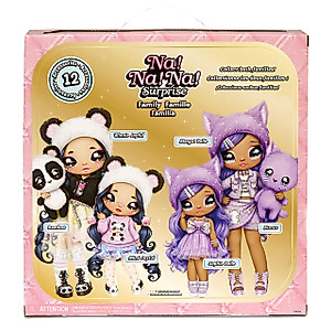 Na! Na! Na! Surprise Family Soft Doll Set with 2 Fashion Dolls and 1 Pet – Panda , Features 12 Accessories, Long Hair Dolls in Removable Fashions and Accessories with Adorable Plush Pet Panda