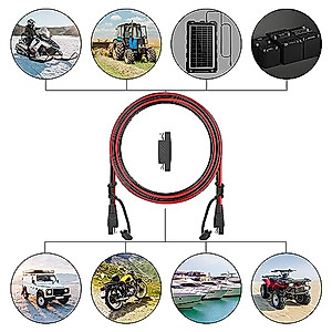 POWISER 3Feet SAE to SAE Extension Cable Quick Disconnect Connector 16AWG,for Automotive, Solar Panel Panel SAE Plug (3FT(16AWG))