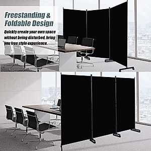 Room Divider Folding Privacy Screens with Wheels, 6FT Tall Divider for Room Separation, 3 Panel Movable Room Partitons and Dividers, Indoor Room Dividers Panel with Non-See Through Fabric for Office