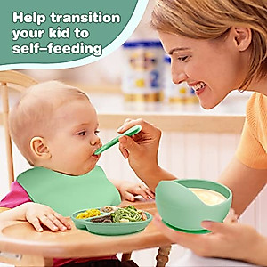 ANAVIL 8 Pack Baby Feeding Set, Silicone Toddlers Weaning Feeding Sippy Cup with Straw and Lid Baby Feeding Supplies Set