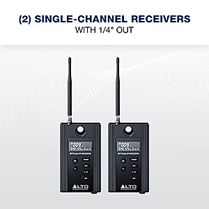Alto Professional Stealth MKII-UHF Stereo Wireless Audio System for Active Speakers with Transmitter and 2 Receivers, 2 XLR Ins, Expandable