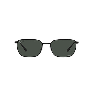 Ray-Ban RB3684CH Chromance Rectangular Sunglasses, Black/Polarized Dark Grey, 58 mm