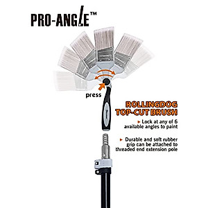 ROLLINGDOG 2.5Inch Paint Edger Brush - Extension Pole Angled Paint Brush for High Walls Ceiling,Stairwell Wall,Triming and Cutting in Painting