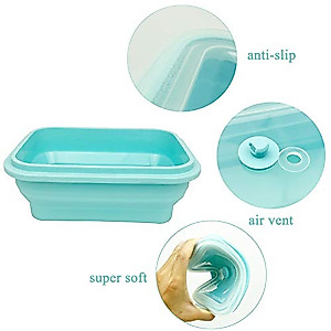 CARTINTS Microwave and Oven Safe 100% Silicone Food Storage Containers Collapsible Bowls with lids, For Travel, Camping or Baking, (800ml, Blue, 1 Pack)