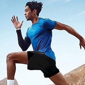 OEBLD Men’s Running Shorts 3 Inch Workout Gym 2-in-1 Pants Athletic Compression Track Tights with Zipper Pockets Lightweight Quick Dry Sports Black