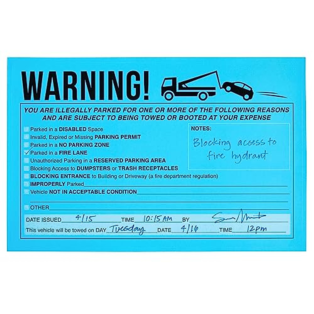 50-Pack Parking Violation Stickers for Any Vehicle
