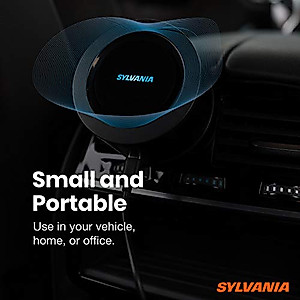 SYLVANIA - Airzing Mini Air Purifier - Vehicle, Car, Home, Office - Air Ionizer, USB-C powered, Reduces Odors, Smoke, Pets Dandruff, Reusable Filter, Portable, Quiet, UV Light, DC 5V, 0.5A