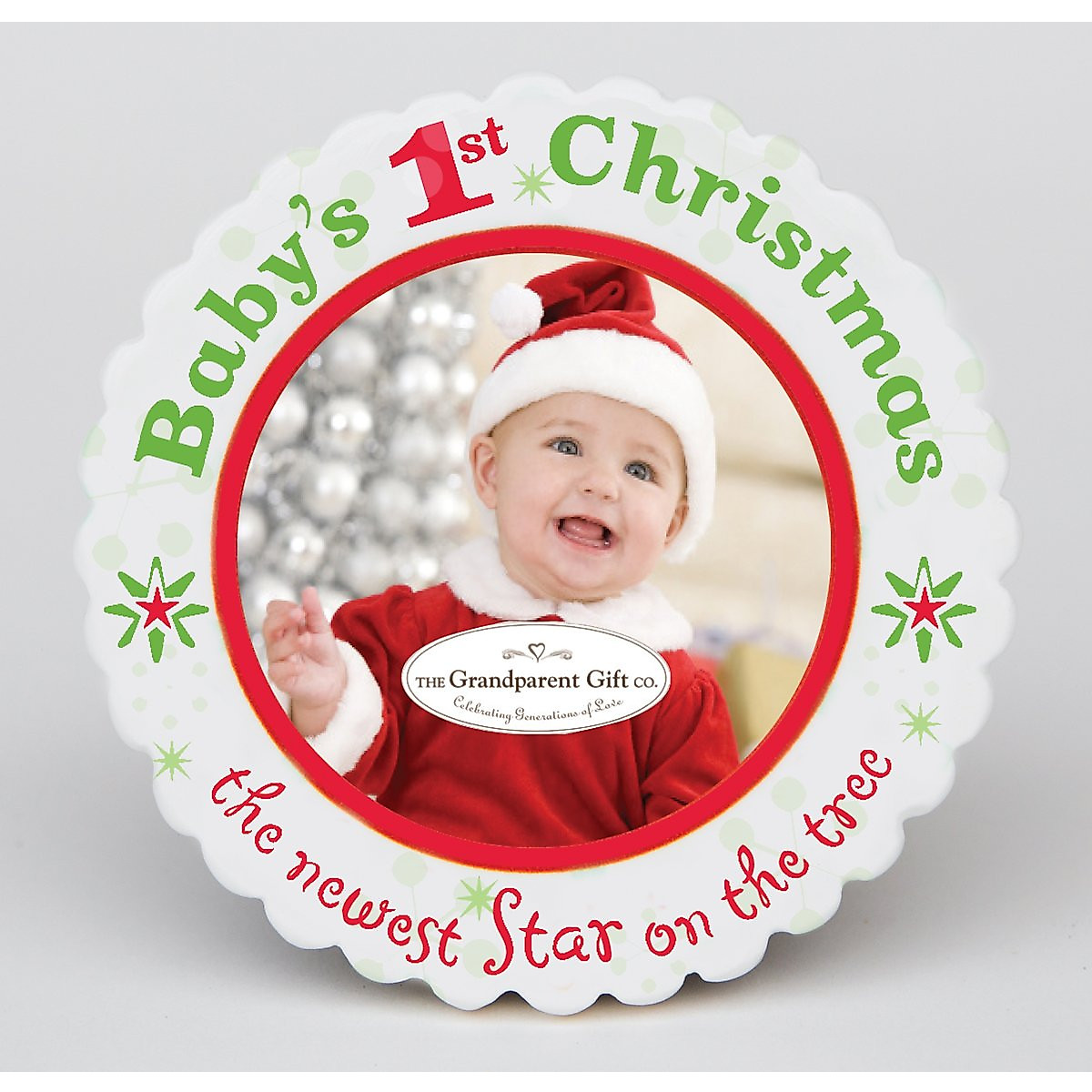 The Grandparent Gift Ceramic Photo Ornament, Baby's First Christmas