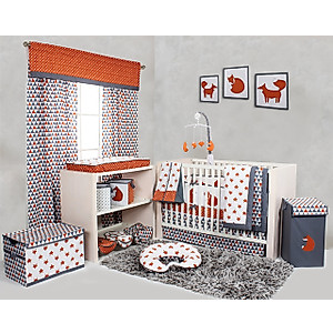 Bacati - Playful Foxes Orange Changing Pad Cover (Orange/Grey Fox with Orange Arrows in Gussett)