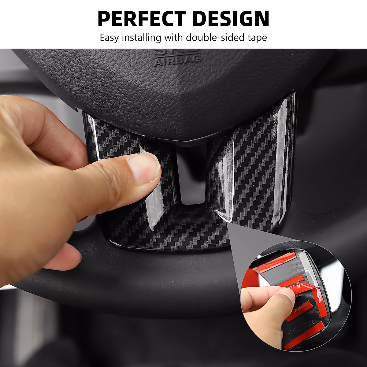 RAZPOY Steering Wheel Trim, Steering Wheel Cover Interior Decoration Accessories Compatible with 2009-2014 Dodge Challenger/Charger/War Horse/Durango//Dart/Journey Coolway 2013-2022 (Carbon Fiber)