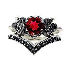 Triple Moon Bands Ring Jewelry for Women 925 Sterling Silver Engagement Ring Triple Moon Goddess for Women