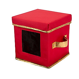 Simplify Holiday Saucer Plate Dinnerware Storage Box | 7.3 Inch | Christmas China | 12 Felt Dividers | Tableware Setting | Red