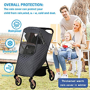 Winter Baby Stroller Cover, Universal Stroller Windshield Rain Cover to Keep Warm in Winter, Baby Travel Weather Shield Stroller Cover for Pushchair (Grey)