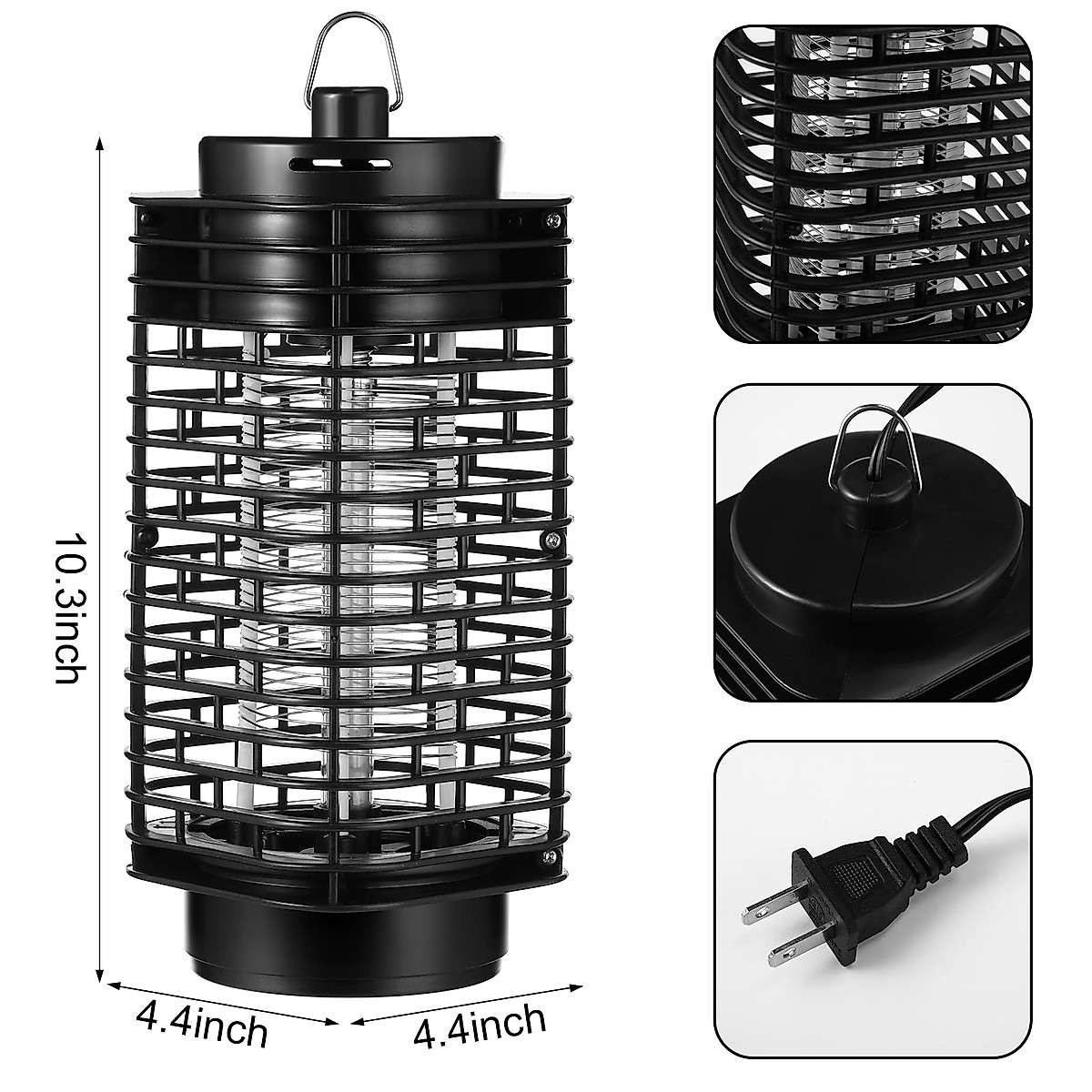 Kittmip 4 Pcs Bug Zapper Mosquito Zapper Fly Traps Indoor for Home Mosquito Repellent Outdoor Patio Insect Mosquito Trap Killer for Kitchen Backyard Garden Camping Bedroom Office Fruit, Black
