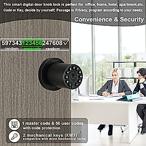 iulock Code Door Lock, Electronic Door Knob with Keypad and Key, Auto Lock, Waterproof, Passage Function, Long Battery Life,50 Codes, Easy to use and Install for Office/Warehouse/Bedroom/Garage