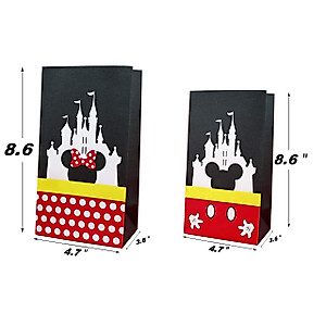 MOAXMOA Party favor Gift Bags Candy Treat Bags Birthday Baby Shower Wedding Mickey Minnie Theme Decorations Supplies with Stickers Set of 24