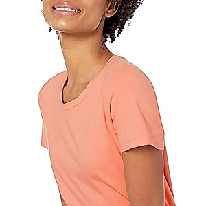 Amazon Essentials Women's Classic-Fit Short-Sleeve Crewneck T-Shirt, Pack of 2, Blue/Coral Orange, Medium
