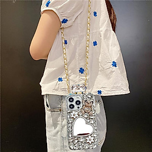 Galaxy Note 20 Ultra Case, Cute Glitter Sparkle Bling Diamond Rhinestone Bumper with Lanyard Chain, Women Girls Pink Soft Perfume Bottle Phone Case for Samsung Note 20 Ultra 5G 6.9 inch (C)