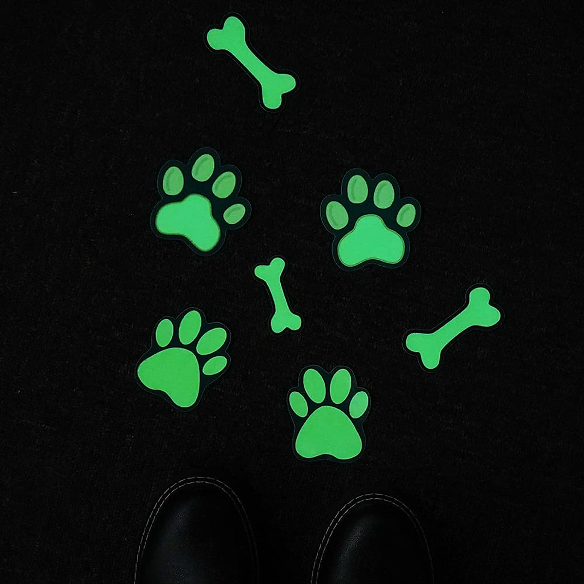 Marsway Cute Paw Decal Night Glow in The Dark Creative Luminous Decorative Stickers Kids Room Wall Decor (Paw Print + Bone)