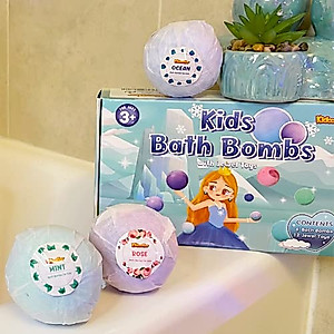 Bath Bombs for Kids with Surprise Inside, 2023 Gift for Girls, 6 Gentle and Kids Safe Handmade Bath Bombs, XXL 5.0 OZ