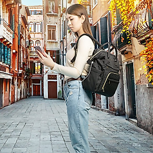 LOVEVOOK Laptop Backpack for Women, Quilted Fashion Business Computer Backpacks Travel Bags Purse Doctor Nurse Work Backpack with USB Port Fits 15.6-Inch Laptop, Black