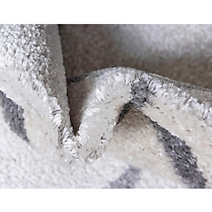 Unique Loom Trellis Frieze Collection Area Rug - Rounded (4' x 6' Oval, Ivory/ Gray)