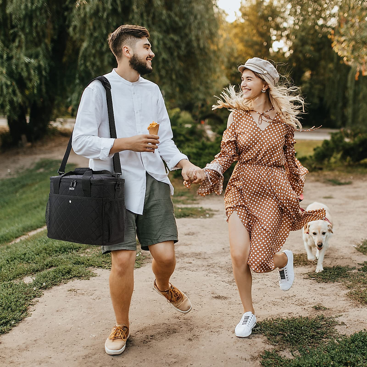 MIER 18L Large Soft Cooler Insulated Picnic Bag for Grocery, Camping, Car, Black