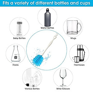 KOCOZA Silicone Baby Bottle Brush, 11" Water Bottle Cleaner Brush Soft No Scratch BPA-Free, for Baby Bottles, Sports Bottle, Vase, Glassware, Cups, Dishwasher & Sterilizer Safe(Blue)