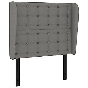 Headboard with Ears,Dorm Headboard,Farmhouse Headboard,Bedroom Furniture,Comfortable Headboard,Soft Headboard,for Lounge,Office,Apartment,Guest Room,RV,Dark Gray 40.6"x9.1"x46.5"/50.4" Fabric