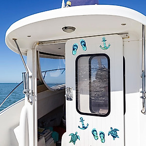 Konohan Cruise Door Decorations Magnetic Turtle Car Magnets Flip Flop Boat Anchor Cruise Ship Decorations Magnetic Cruise Door Sign Carnival Cruise Sticker Refrigerator Magnets, 5 Inch(8 Pcs)