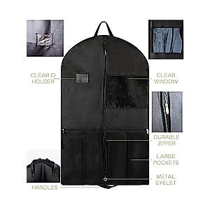 BAGYHACKS™ 43-Inch Heavy Duty Garment Bag w/Pocket for Dresses, Suits, Jackets, Shoes