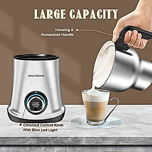 Milk Frother Electric, JoooDeee Automatic Milk Frother 600ml Removable 6 in 1 Dishwasher Safe Milk Container, Quiet, 500W, Stainless Steel