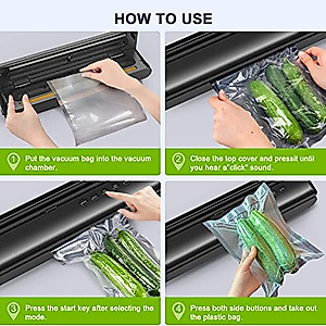 BEYUAM Vacuum Sealer Machine: Upgraded 5 in1 Food Vacuum Sealer with Dry&Moist Modes, LED Indicator Lights, Compact Design, Includes 15PCS Vacuum Seal Bags,1 Air Suction Hose, 1Cutter