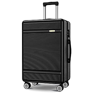 Zitahli Luggage, Expandable Suitcase Checked Luggage, Hardside Luggage with TSA Lock Spinner Wheels YKK zippers, 28in (Black)