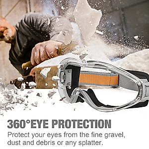 MELASA Industrial Grade Safety Goggles, Anti Fog Clear Lens Lab Goggles Fit Over Glasses for Men and Women Eye Protection