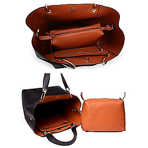 sqlp Black Bucket Work Tote Bags for Women the Tote Bag Leather Purse and handbags ladies Waterproof Shoulder commuter Bag