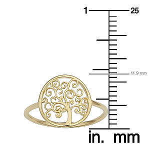 Kooljewelry 14k Yellow Gold Tree of Life Ring (size 8)
